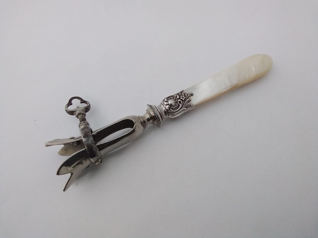 Rare Antique Mother of Pearl Handled Leg of Lamb Holder - Carving ...