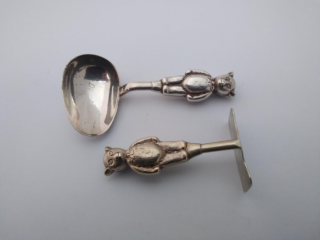 Very Rare Antique EPNS 'teddy Bear' Baby Spoon and Pusher - Baby ...
