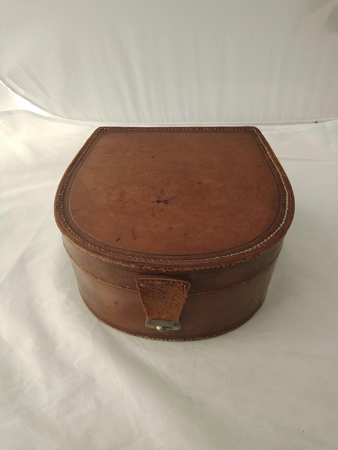 Vintage Brown Leather Collar Box With Internal Compartments, Brush ...