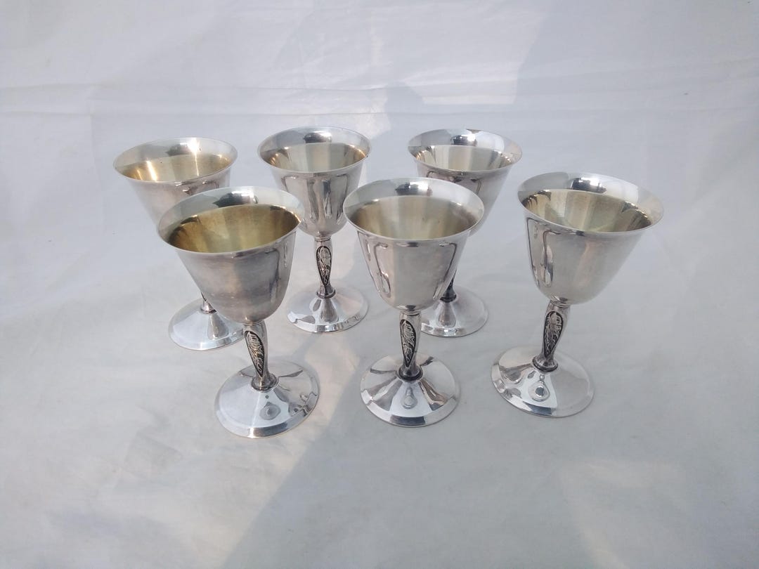 Antique Set of 6 Drinking Sherry / Shot Glasses - Gilded Bowls - Etsy