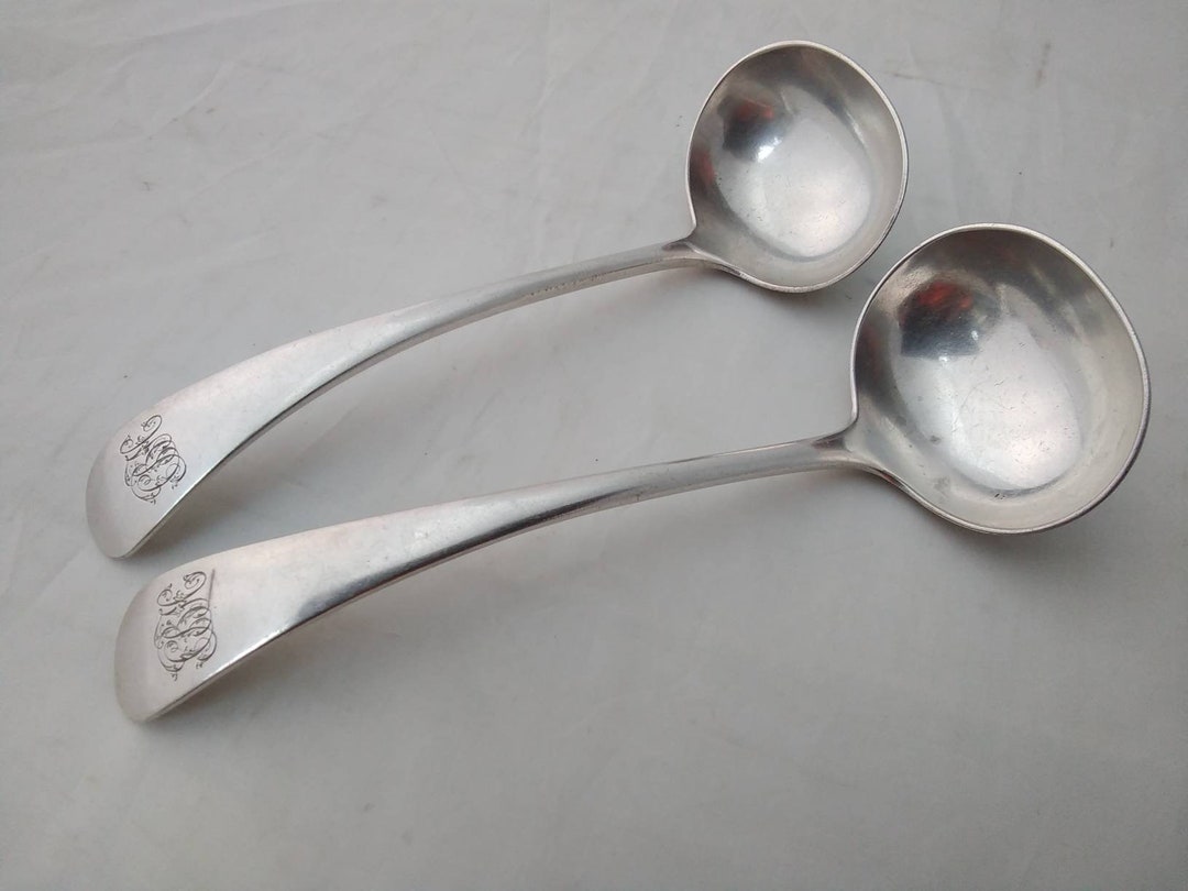 Pair of Antique Silver Plated EPNS Old English Pattern Sauce Ladles ...
