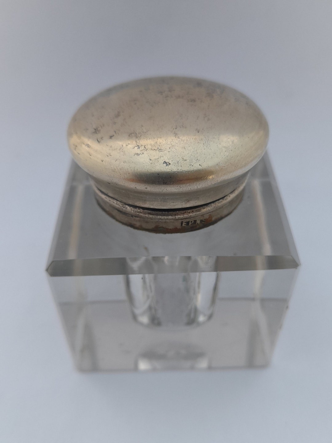 Antique Glass Ink Well With Flip Cap - EPNS - Etsy