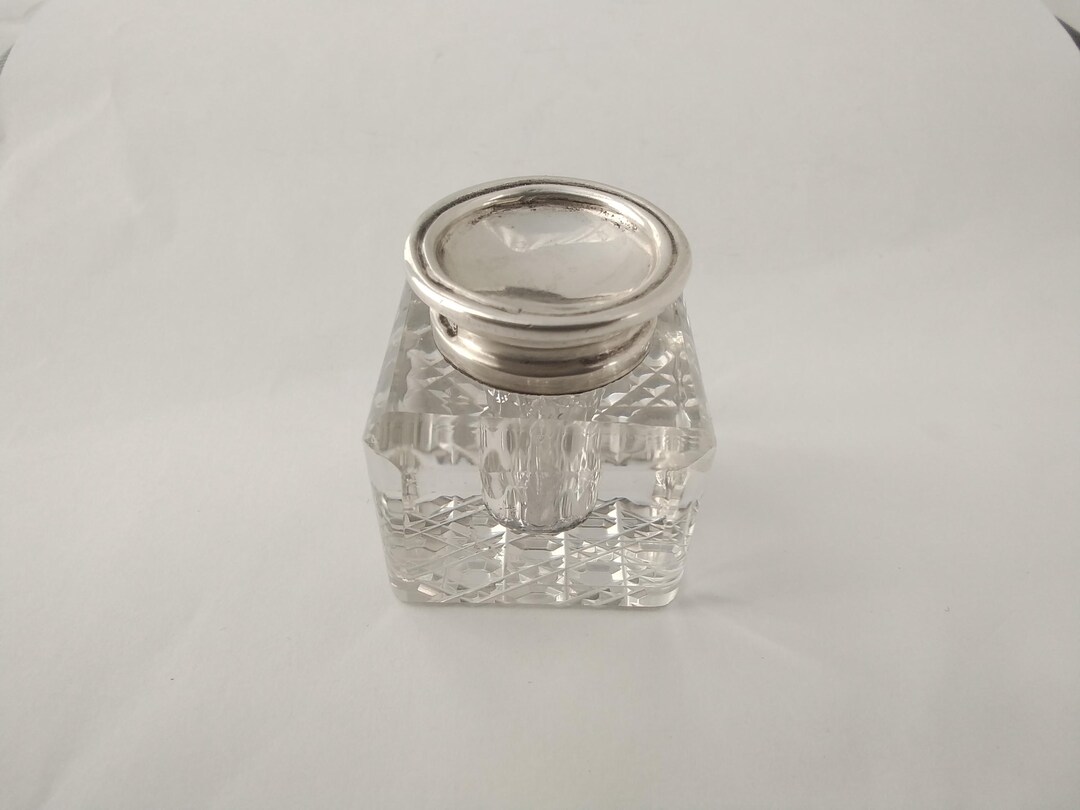 Antique Glass Ink Well With Solid Silver Flip Cap - Etsy