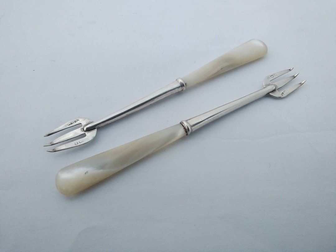 Pair of Vintage Miniature Mother of Pearl & Silver Forks - Birmingham ...