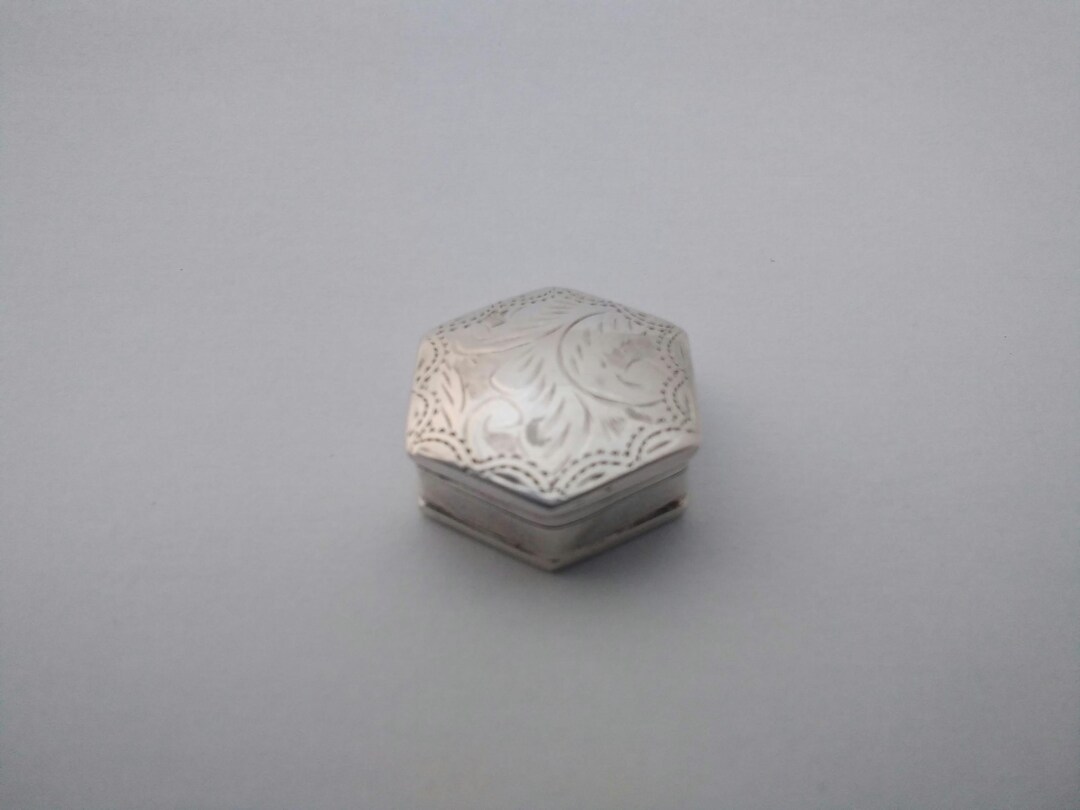 Solid Silver Pill Box Hexagonal Prism Shape 925 - Etsy
