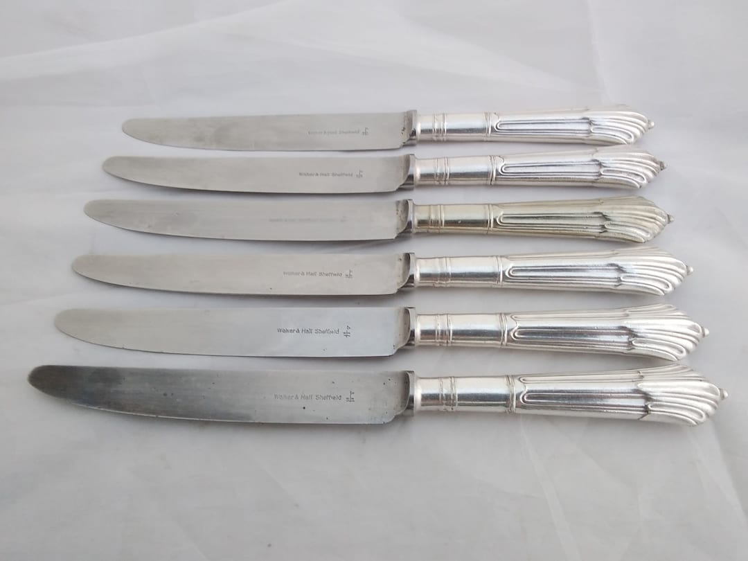 Set of 6 Silver Plated Albany Pattern Dinner / Table Cutlery Walker ...