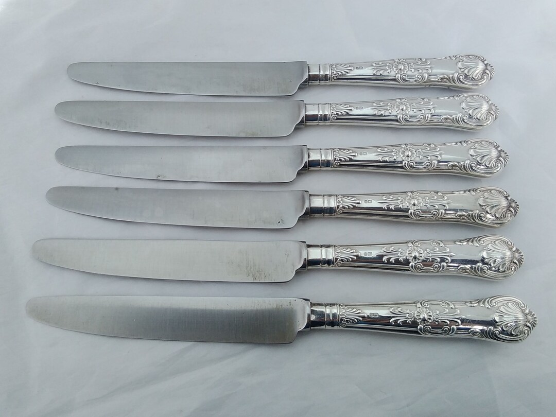 Rare Set of 6 Silver Handled Kings Pattern Dessert Cutlery - Sheffield ...