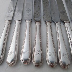 Extremely Large Set of 12 Silver Plated Bead Pattern Dinner / Table ...