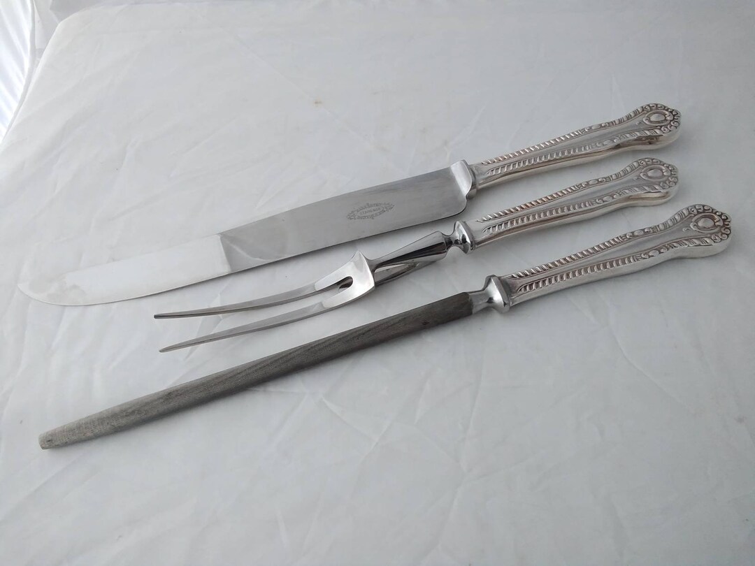 Vintage Silver Plated Meat Serving Cutlery Set With Gadroon Handles ...