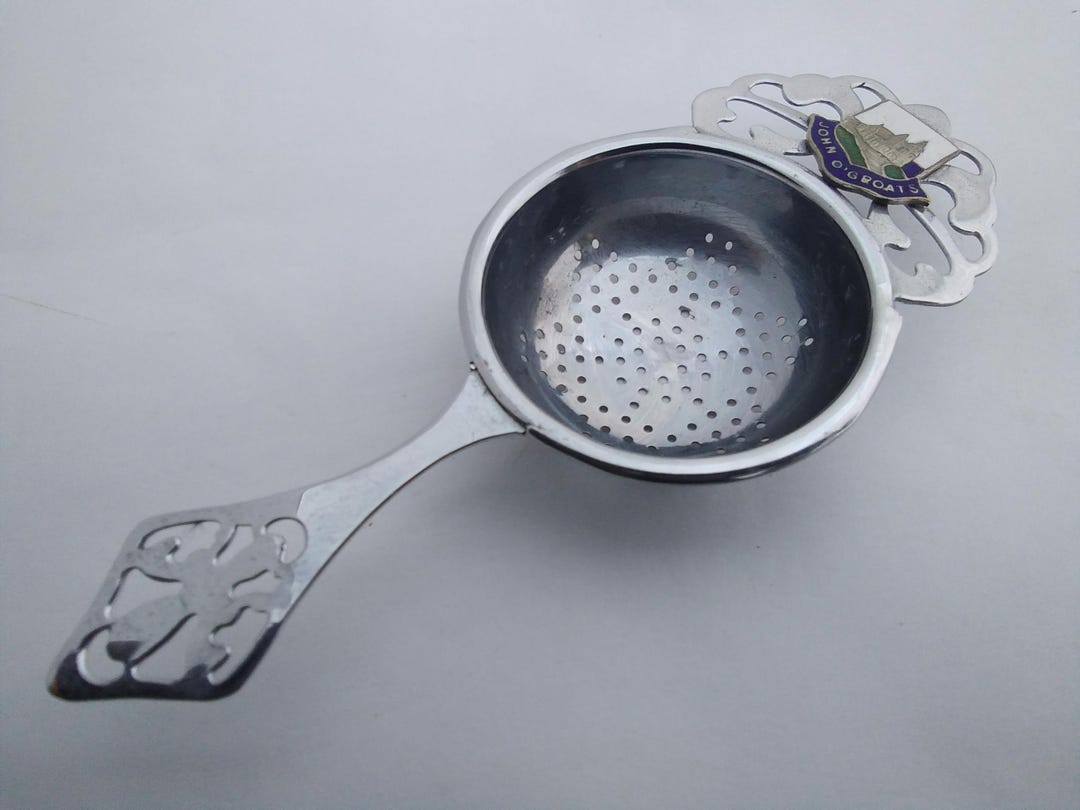 Vintage Art Deco Chrome Tea Strainer With John O' Groats Enamelled ...