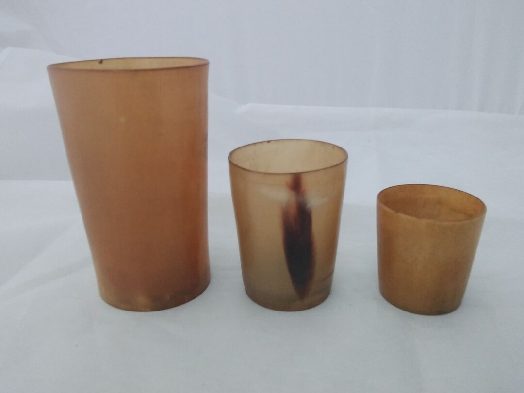 3 Antique Horn Drinking Beakers - Etsy