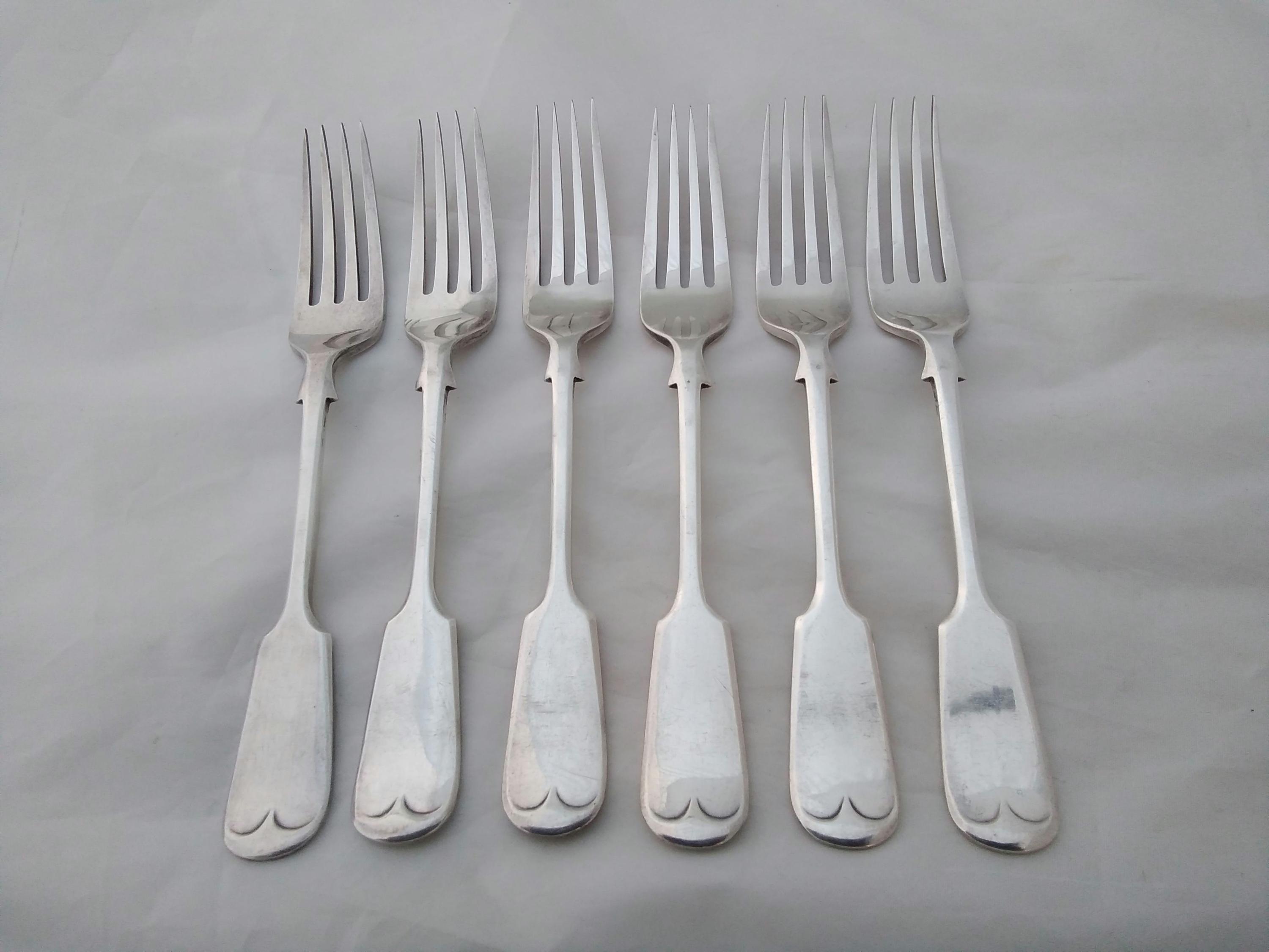 Antique Set of 6 Silver Plated Fiddle Pattern Dessert Forks - EPNS - Etsy