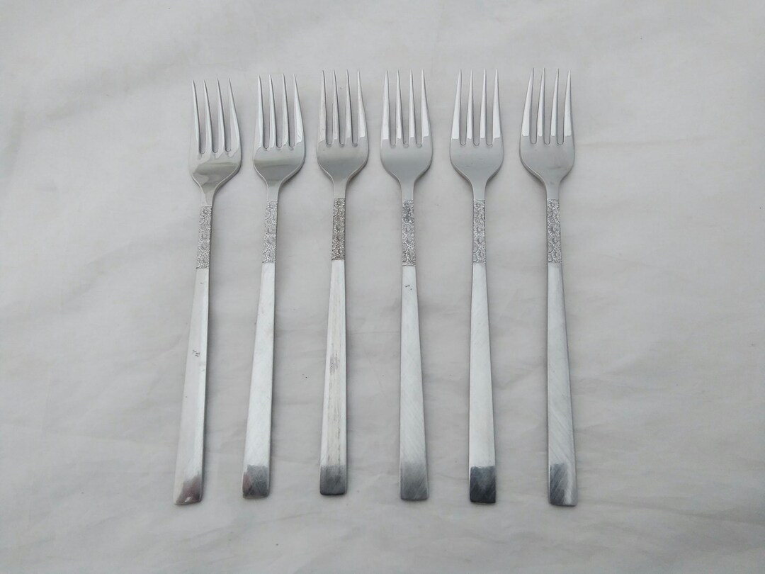 Vintage Set of 6 Viners Stainless Steel Love Story Dinner / Table Forks ...