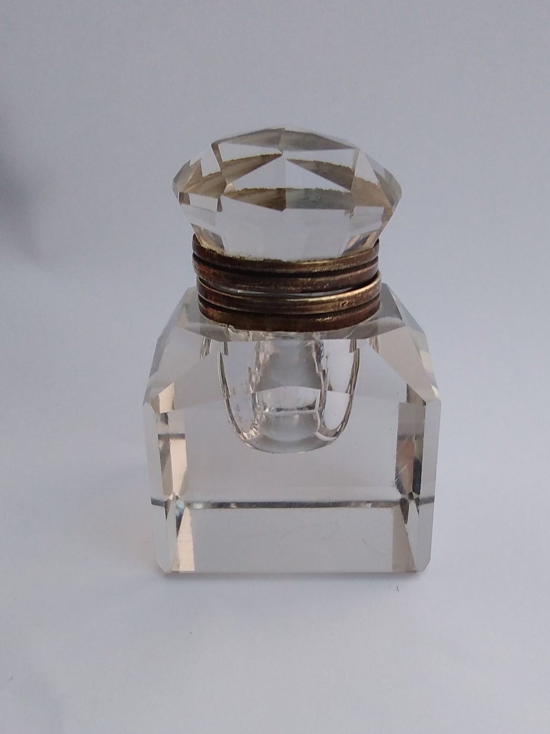 Antique Cut Glass Ink Well With Flip Cap - Etsy