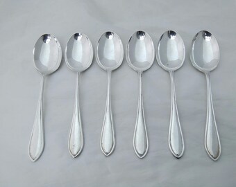 Vintage Set of 6 Old English Pattern Silver Plated Dessert Spoons ...