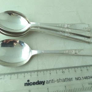 Heavy Decorative Vintage Set of 6 Silver Plated Soup Spoons With Rose ...