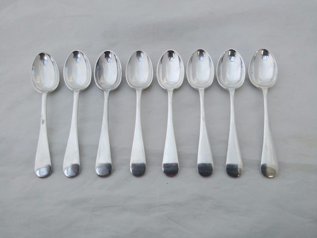 Vintage Silver Plated Set of 8 Old English Pattern Teaspoons - Walker ...