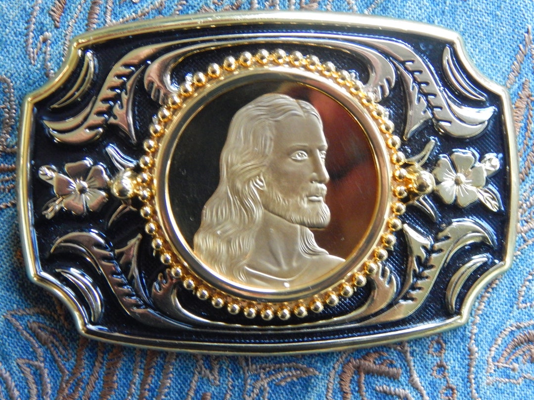 New Jesus Christ Messiah Gold / Black Colour Metal Belt Buckle Ladies ...