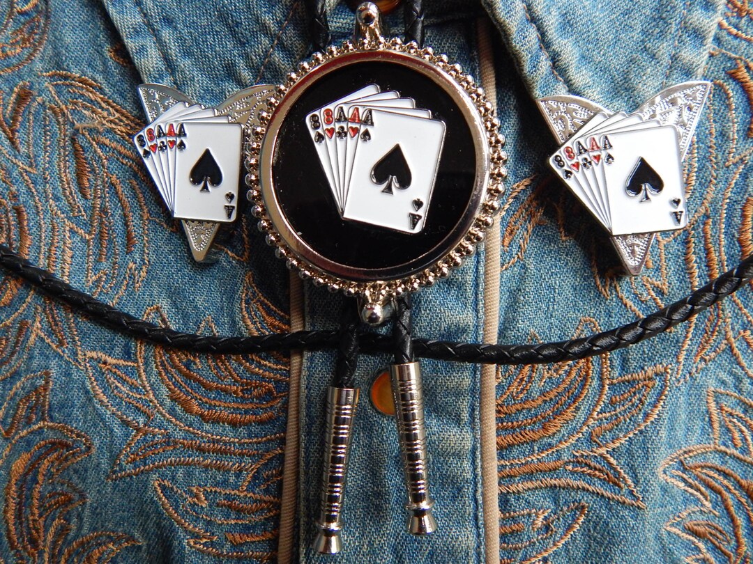 New Ace of Spades Full House Playing Cards Bolo Bootlace Tie and Collar ...