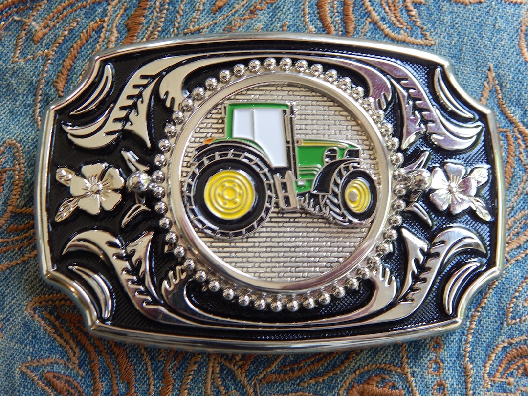 New Tractor Silver/black Coloured Metal Belt Buckle Farming Retro - Etsy