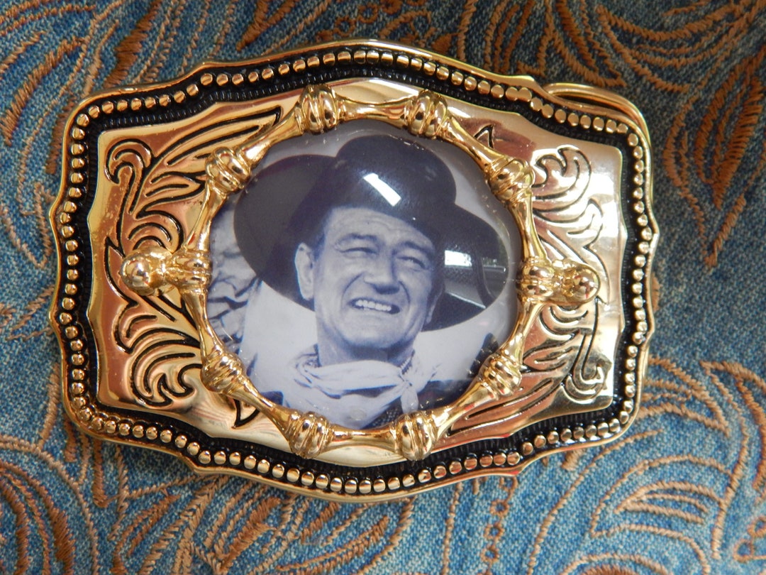 New Exclusive John Wayne Belt Buckle Gold / Black Metal Ladies - Etsy