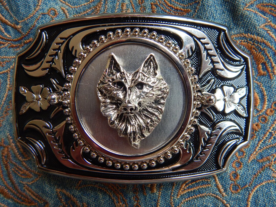 New High Quality Wolf Head Silver/black Coloured Metal Belt - Etsy