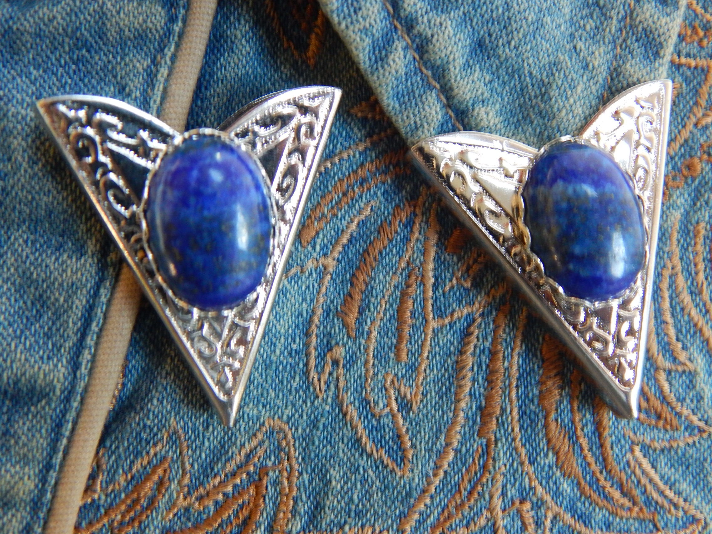 Lapis Lazuli Collar Tips: Silver Metal Western Shirt Accessory - Etsy