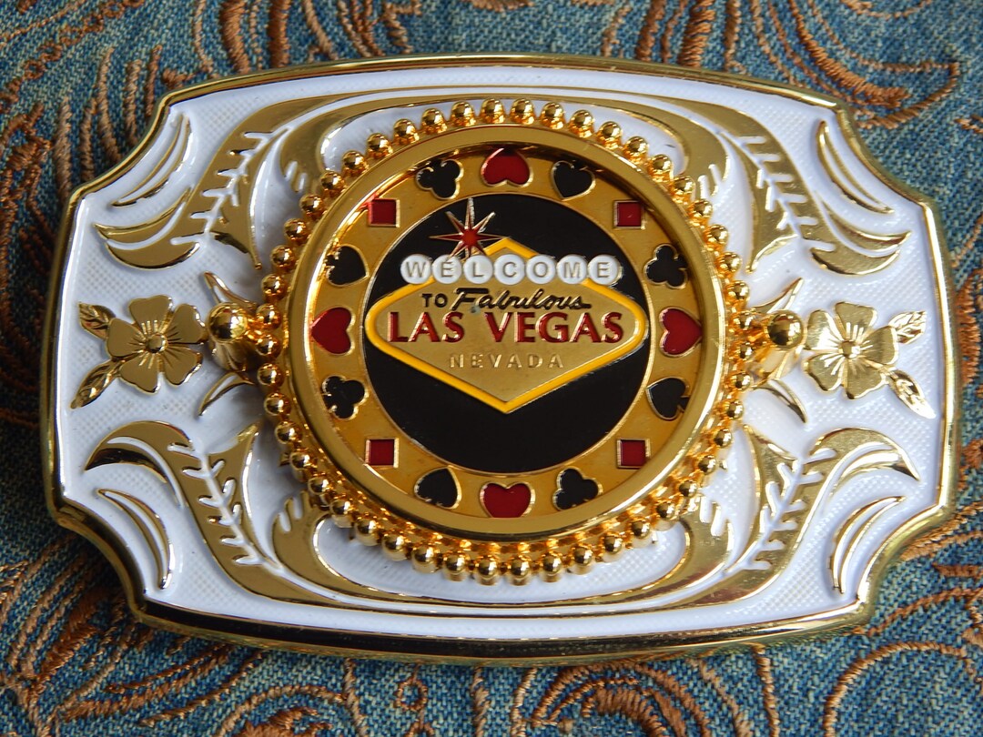 New Exclusive Las Vegas Belt Buckle Gold / White Coloured Metal Wedding ...