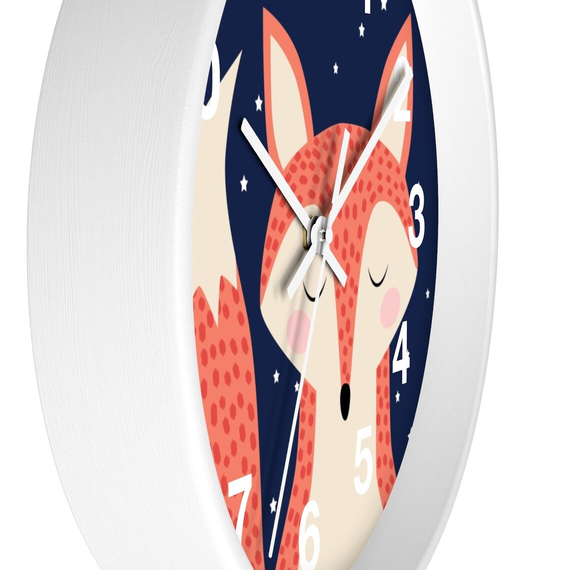 Sleeping Fox Clock With Numbers Nursery Red Fox Under the | Etsy