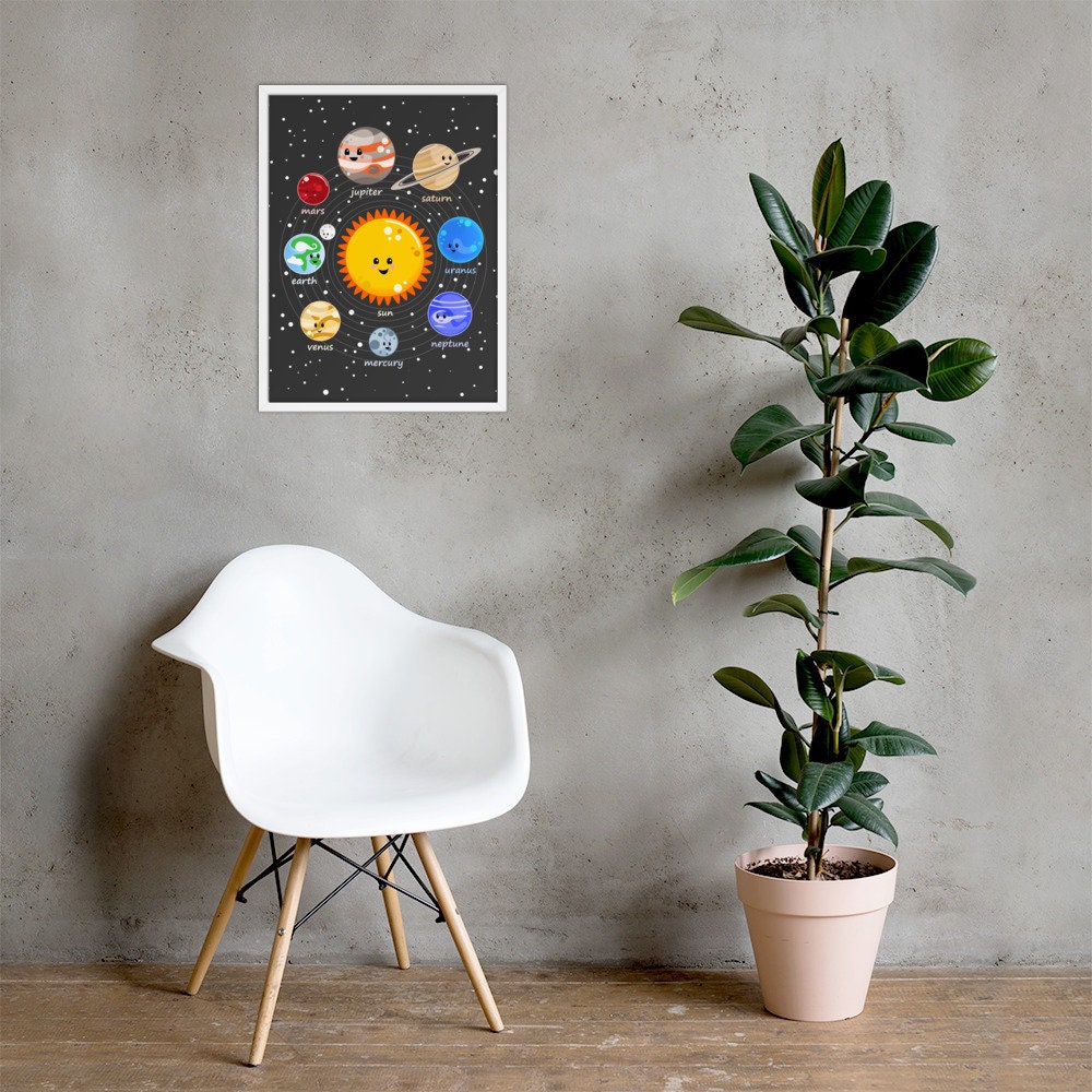 Solar System Nursery FRAMED Print Planets Wall Art Sun Earth - Etsy