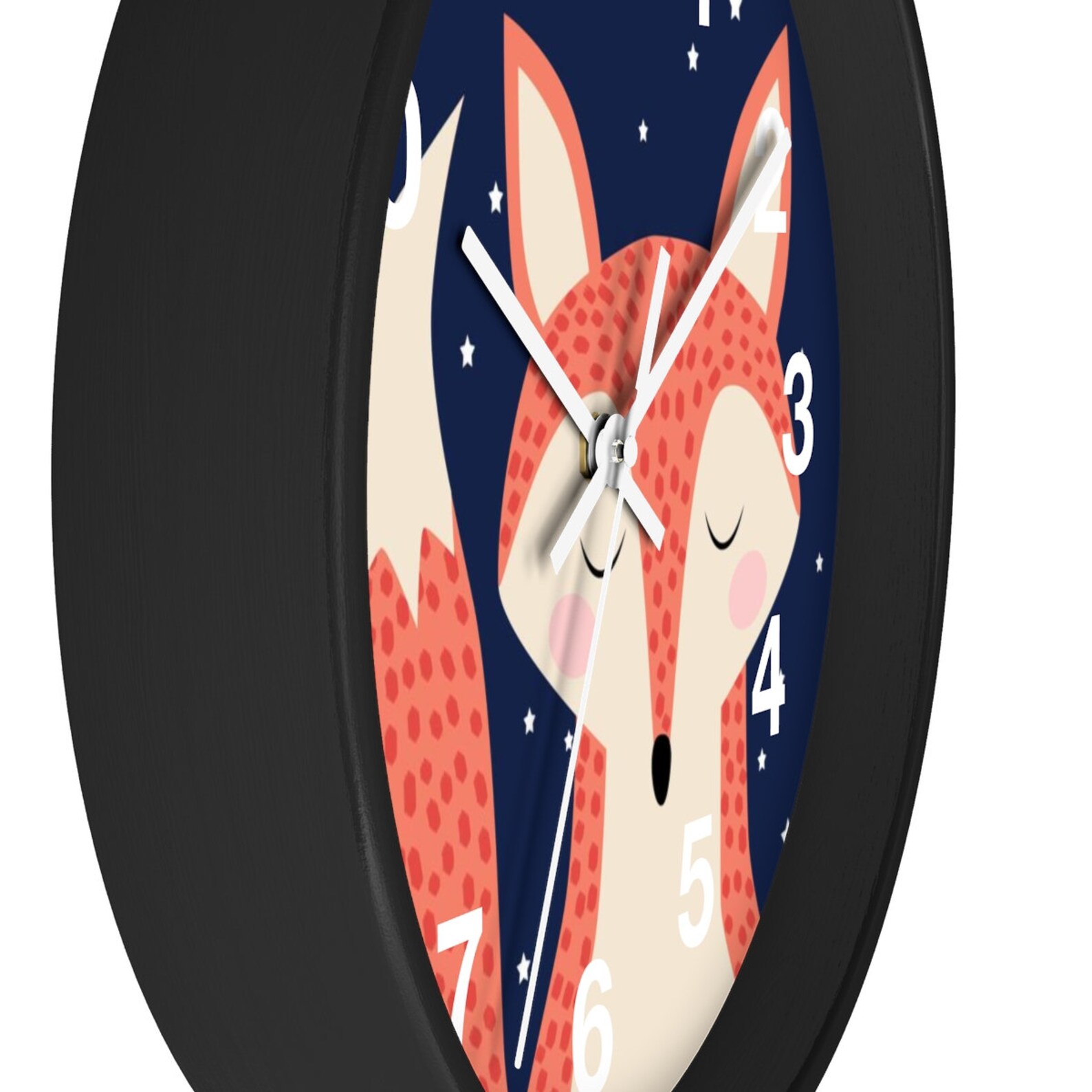 Sleeping Fox Clock With Numbers Nursery Red Fox Under the | Etsy