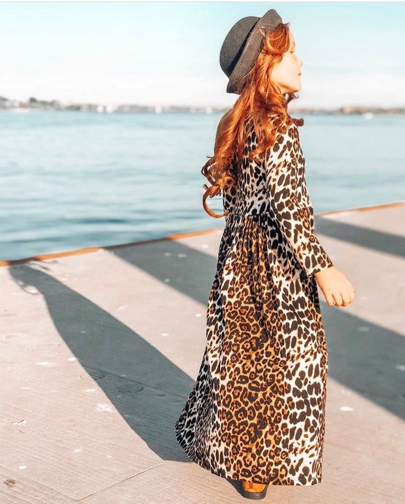Girls Leopard Maxi Dress Girls Leopard Dress Girls Long | Etsy