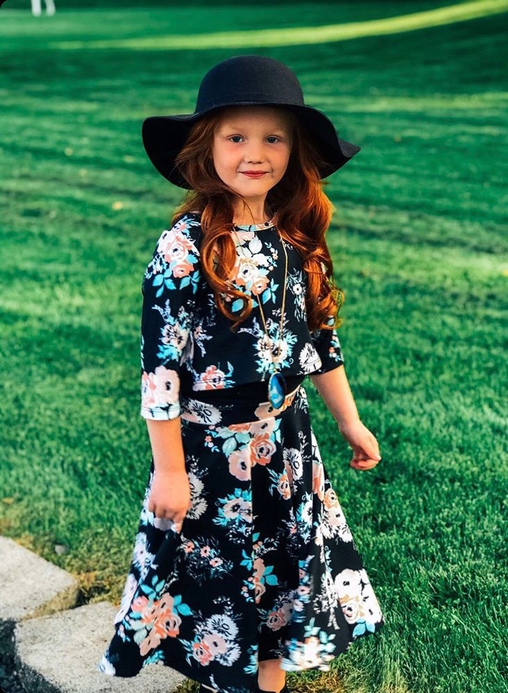 Girls Flower Print Crop Top With Matching Full Circle Skirt - Etsy