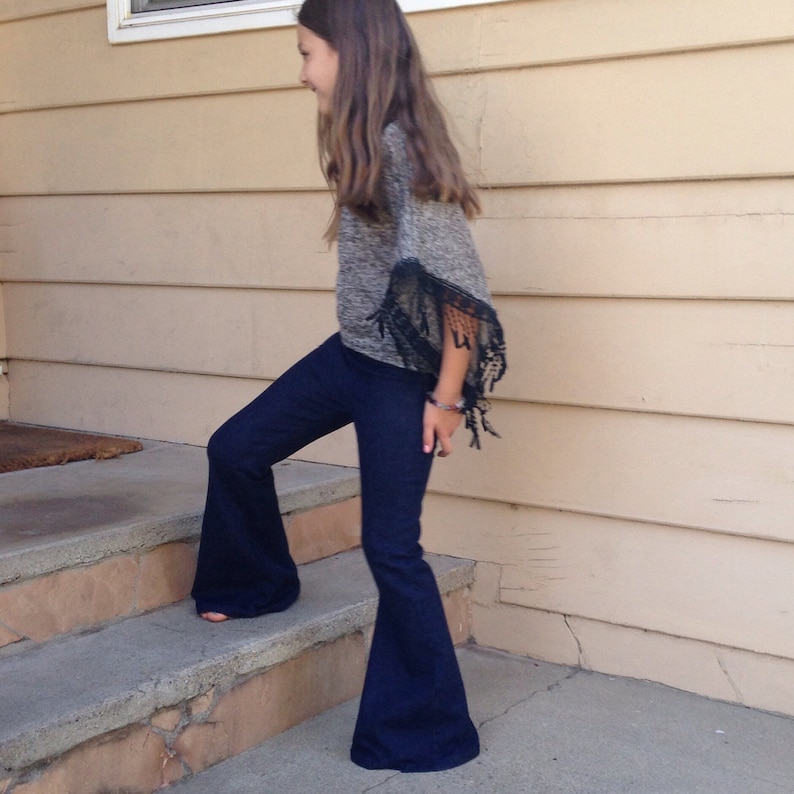 Girls Denim Bell Bottom Pants Girls Bell Bottoms Jean Bell - Etsy