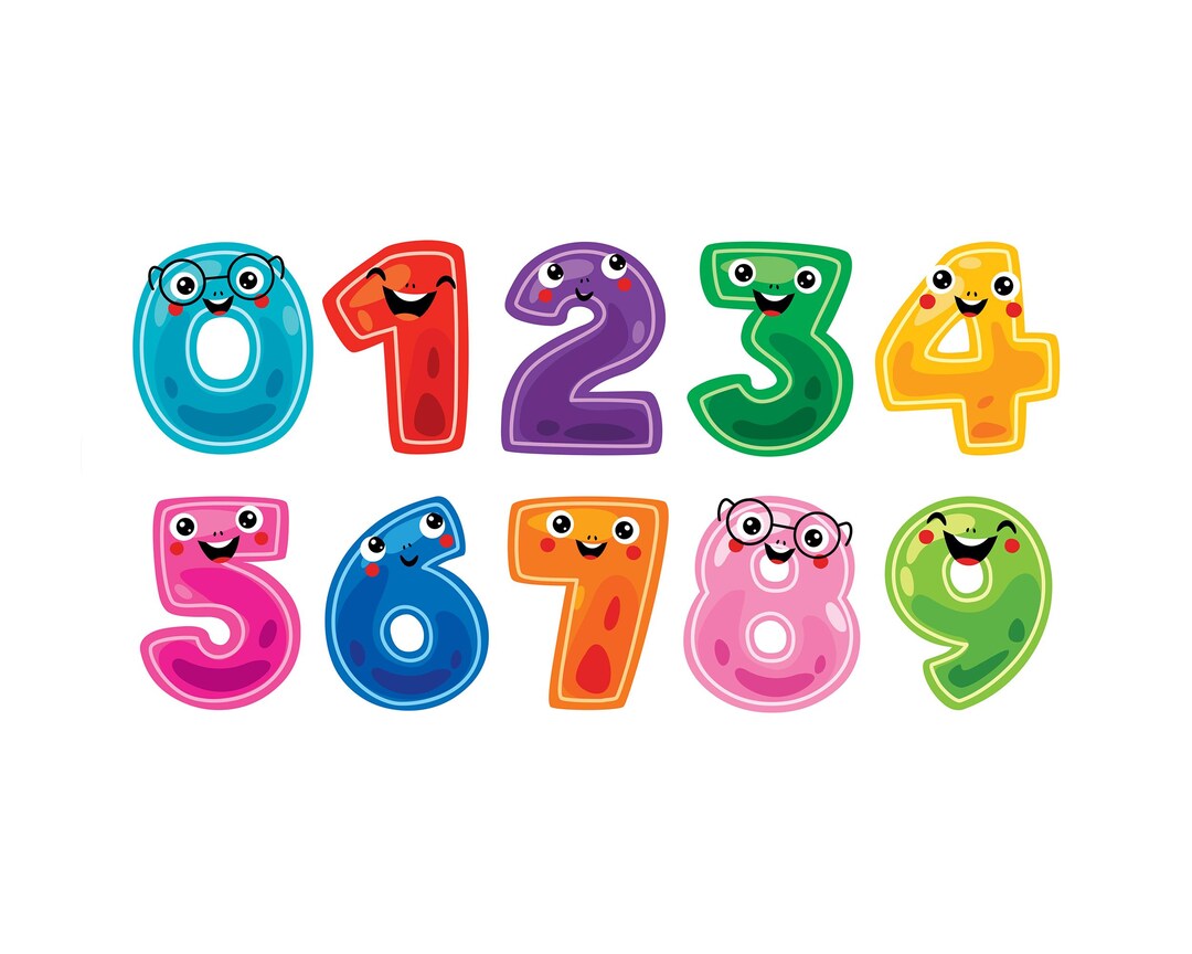 Set of Colorful Cartoon Number Characters - Etsy