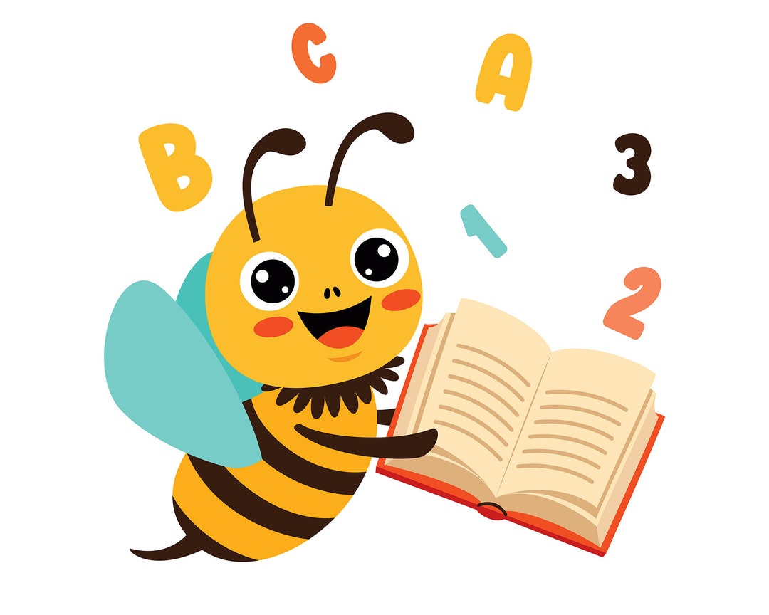Education Illustration With Cartoon Bee - Etsy