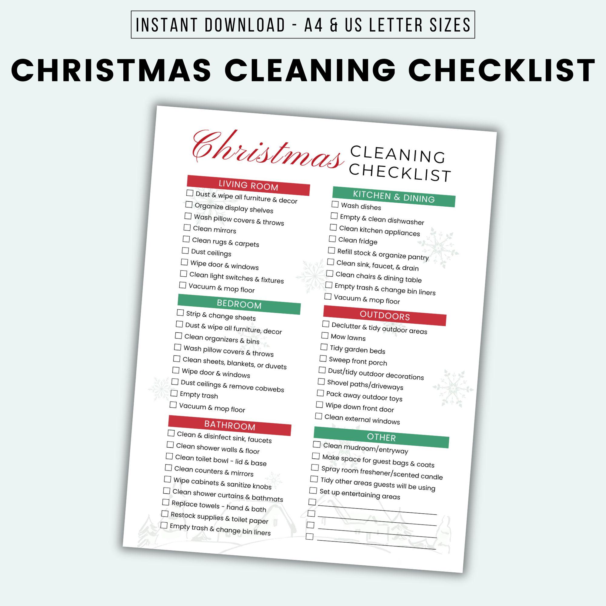 Christmas Cleaning Checklist Printable Christmas Cleaning Planner ...