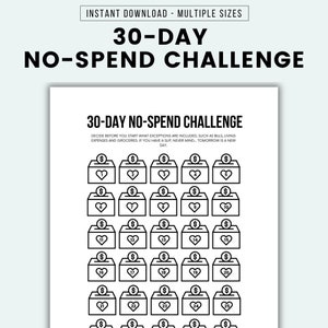 30 Day No Spend Challenge Printable No Spend Tracker 30 Day Savings ...
