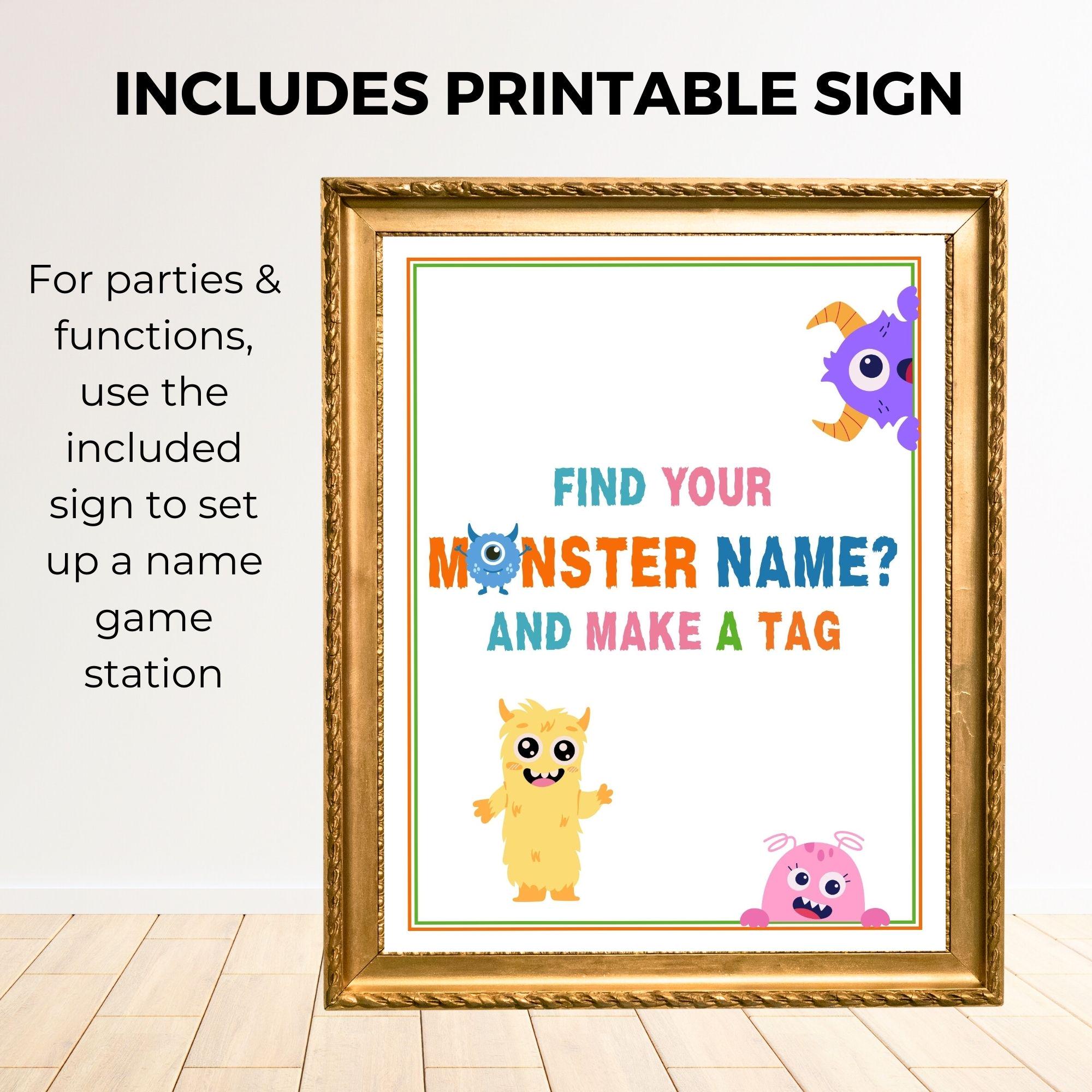 What's Your Monster Name Party Game Printable Monster Game Monster Name ...