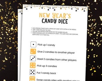 New Years Eve CANDY DICE Game - New Years Eve Party Game - Printable ...