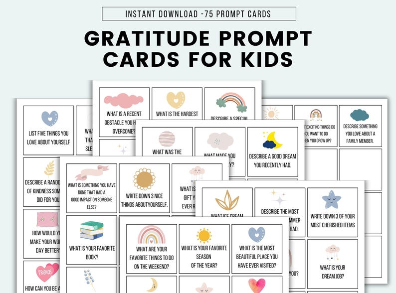 Gratitude Prompts for Kids Printable Gratitude Questions for Kids ...