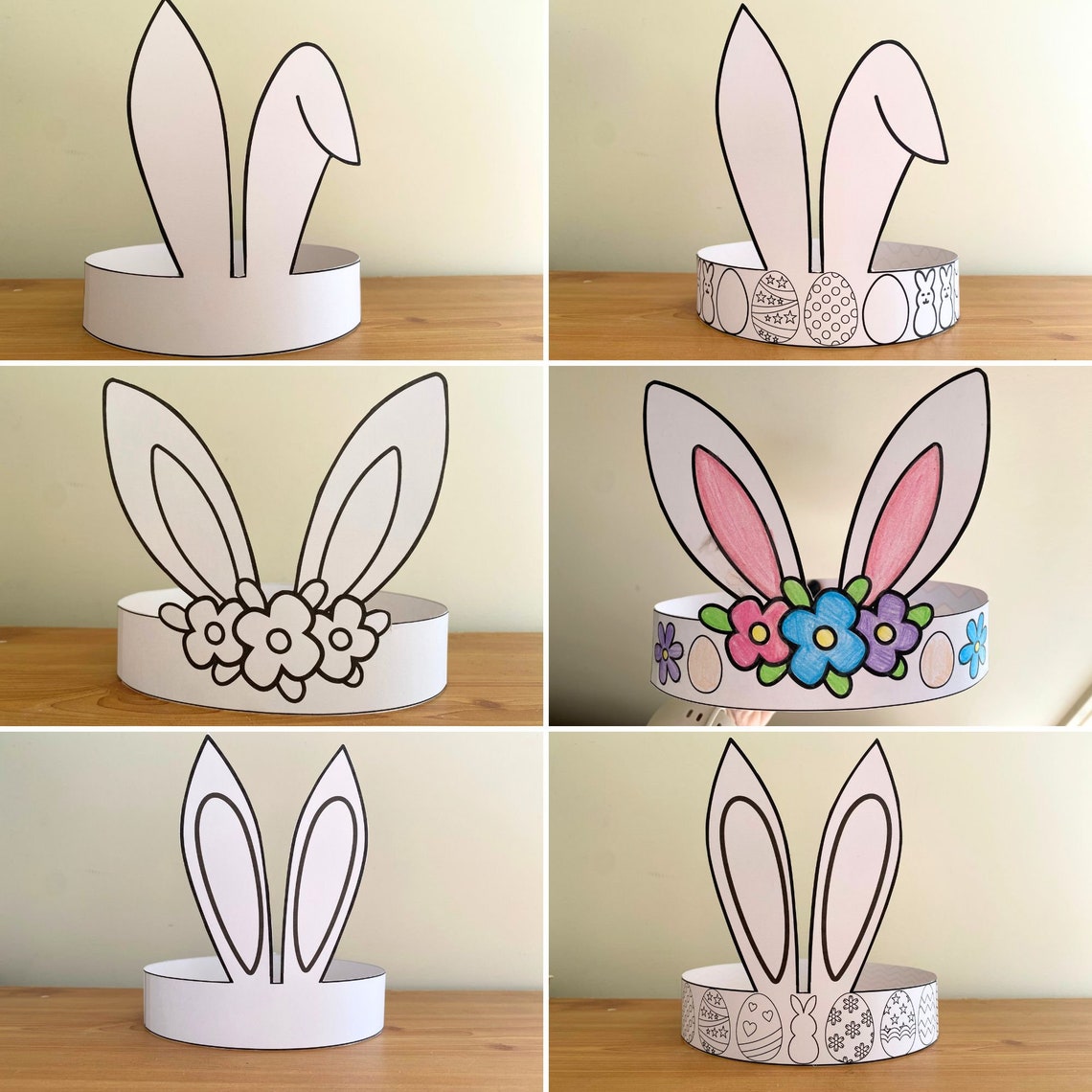Easter Bunny Paper Crown Printable Bunny Ears Paper Crowns Easter Paper ...