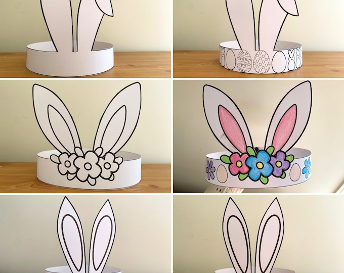 Easter Bunny Paper Crown Printable Bunny Ears Paper Crowns Easter Paper ...