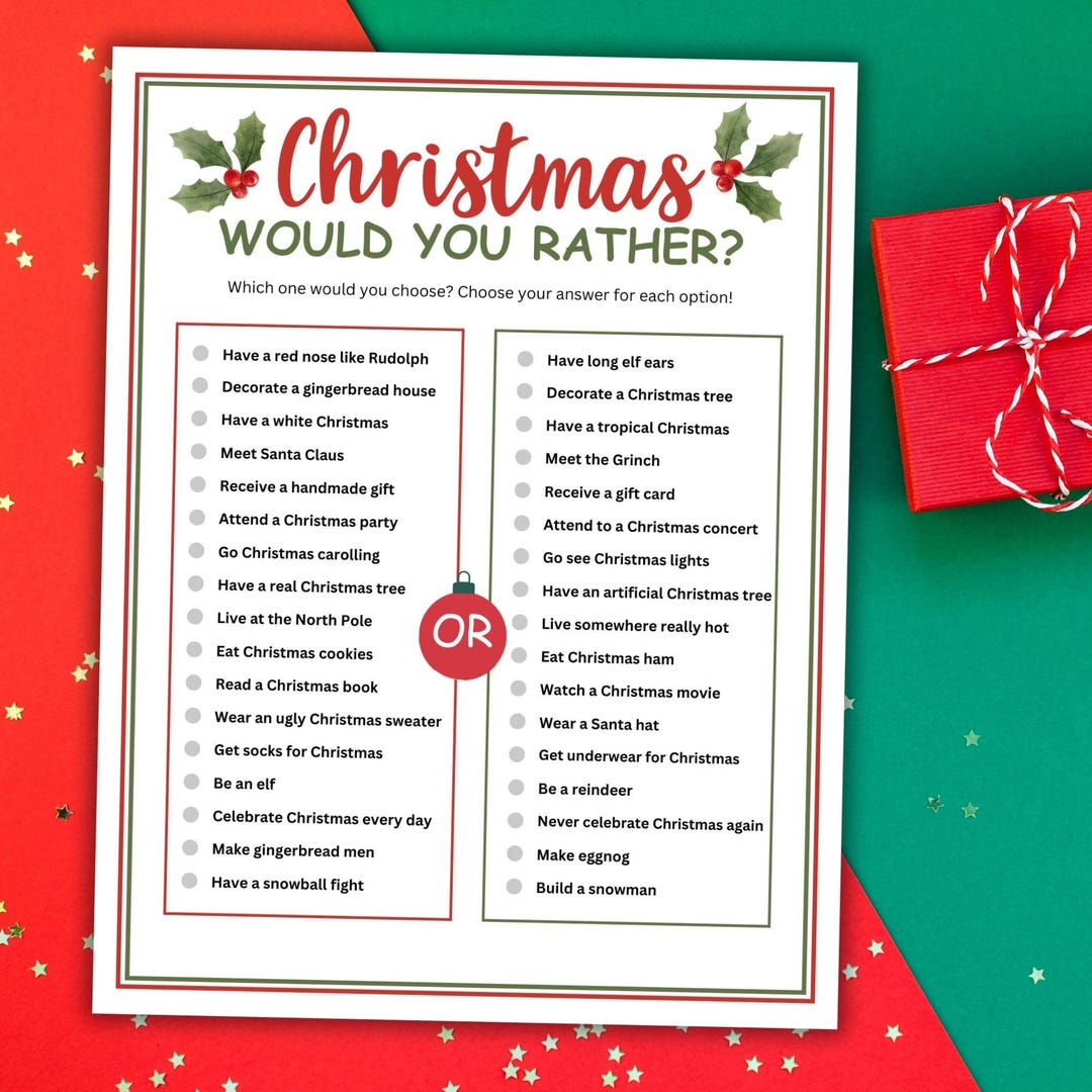 Would You Rather Christmas Game Would You Rather Christmas Party Games ...