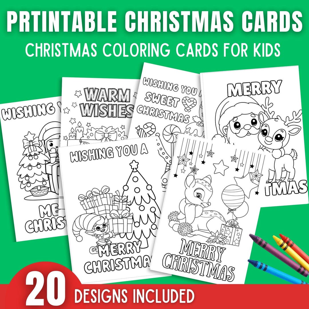 Christmas Coloring Cards for Kids Printable Christmas Cards Christmas ...