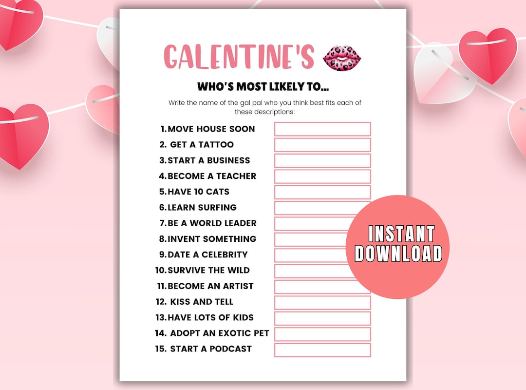 Galentines Most Likely to Game Printable Galentines Game Galentine's ...