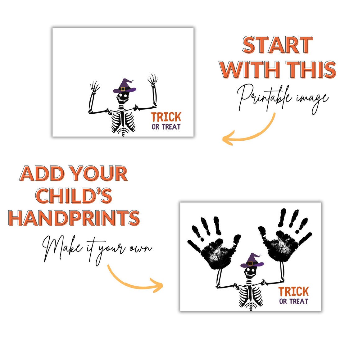 Skeleton Halloween Handprint Craft Activity Printable Halloween ...