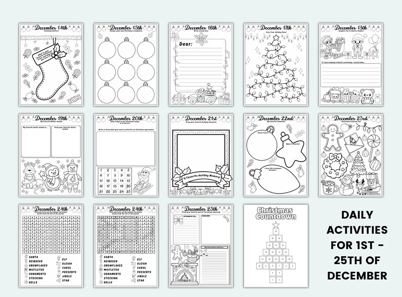 Christmas Countdown Activity Book Advent Activity Book Advent Countdown ...