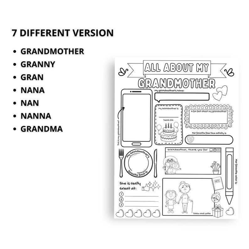 All About My Grandmother Bundle Printable All About My Grandma ...