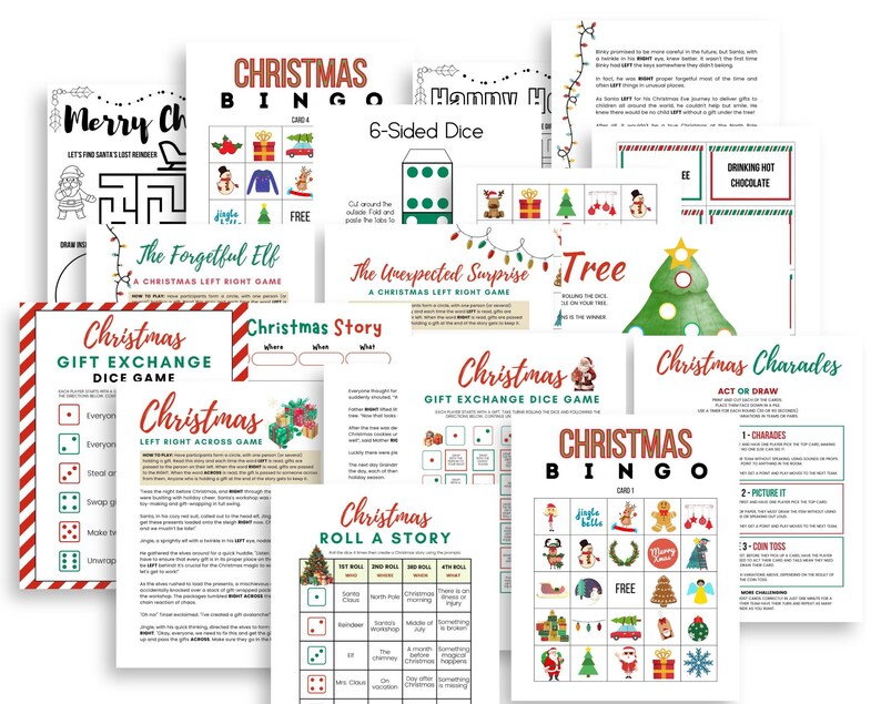 Printable Christmas Game Bundle, Christmas Party Games for Kids, Fun ...